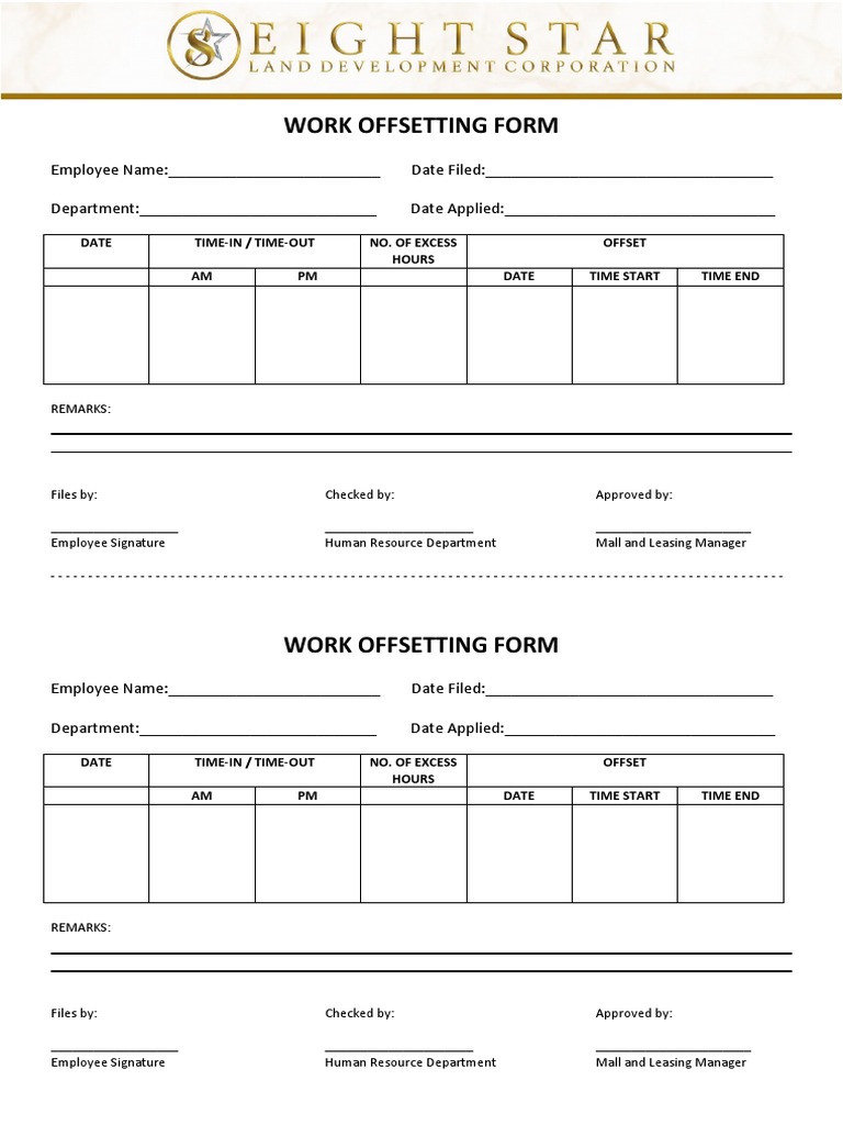 Work Offsetting Form | PDF