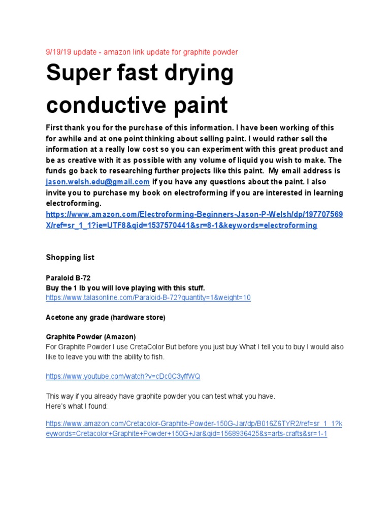 Super Fast Drying Conductive Paint | PDF | Paint | Materials