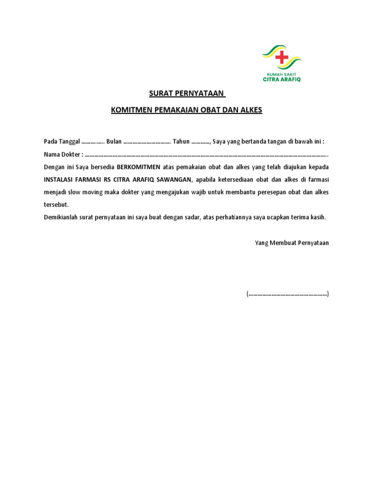 Form Komitmen Obat Baru Pdf