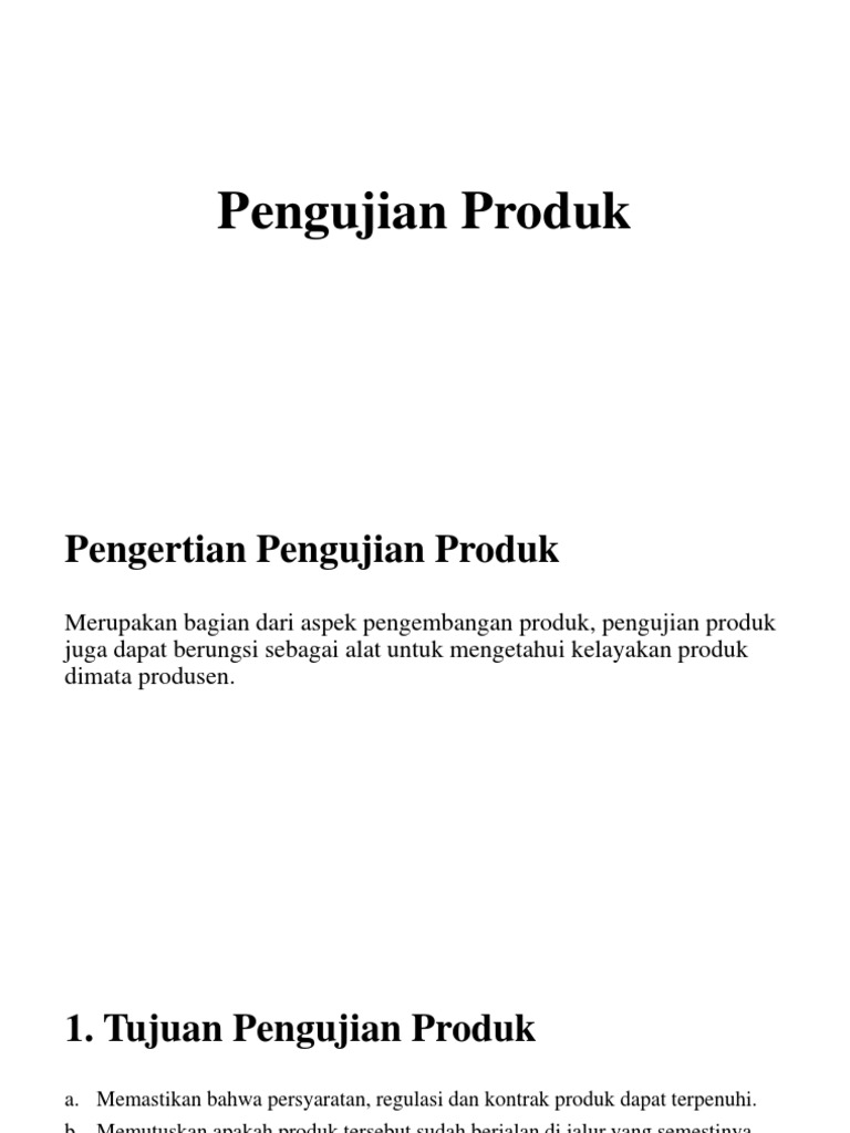Peran dan Tujuan Pengujian Produk | PDF
