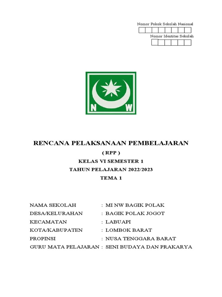 RPP Kelas 6 Tema 1 | PDF