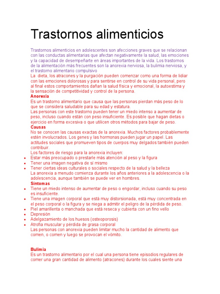 Trastornos Alimenticios | PDF | Bulimia nerviosa | Desorden alimenticio