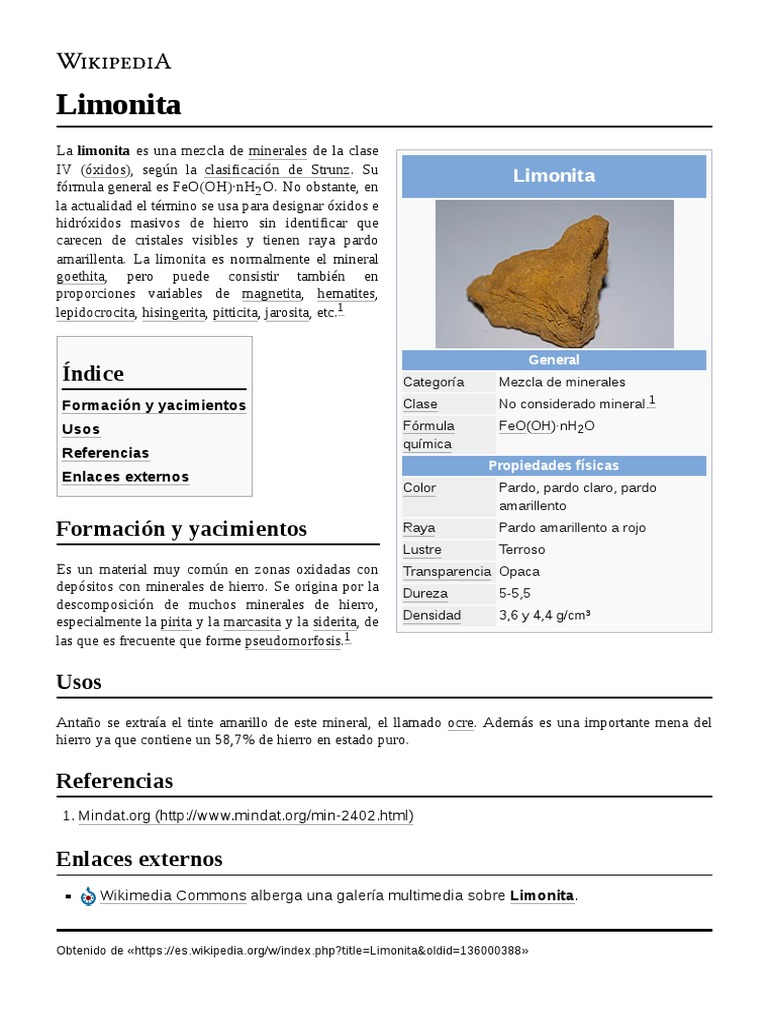 Limonita | PDF | Minerales | Mineralogía