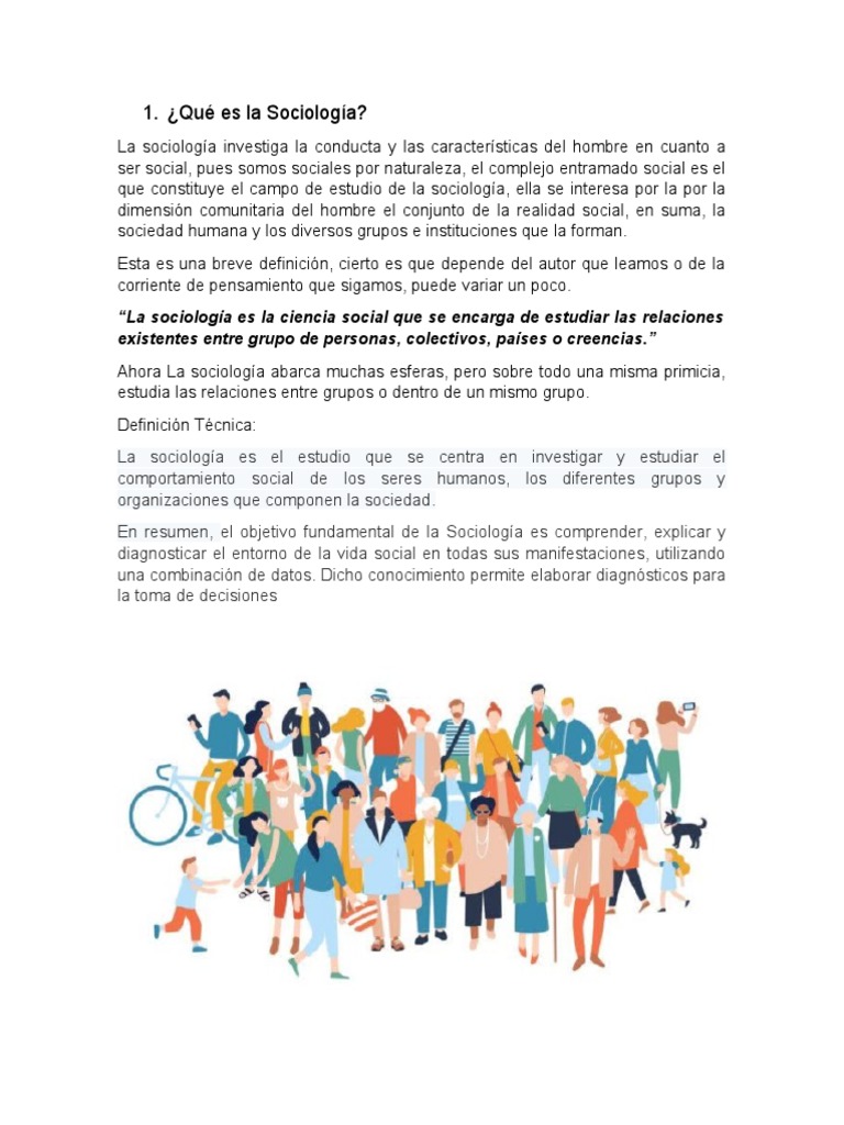 Definición y Objetivos de la Sociología | PDF