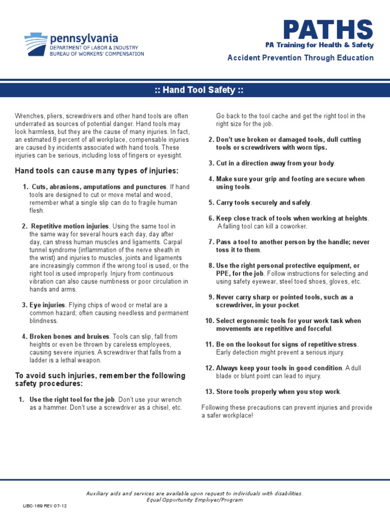Hand Tool Safety | PDF | Hand | Personal Protective Equipment