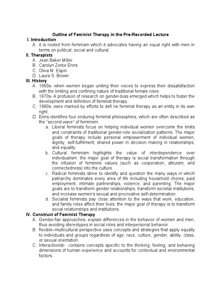 Feminist Therapy | PDF | Psychotherapy | Gender Role