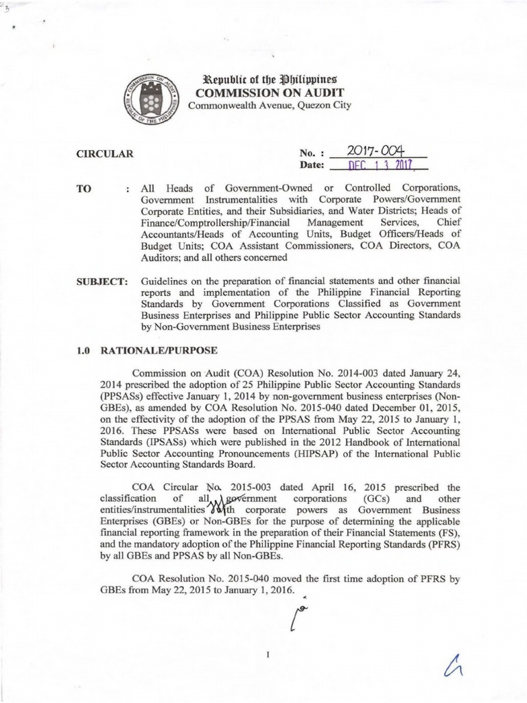 COA Circular 2017-004 | PDF