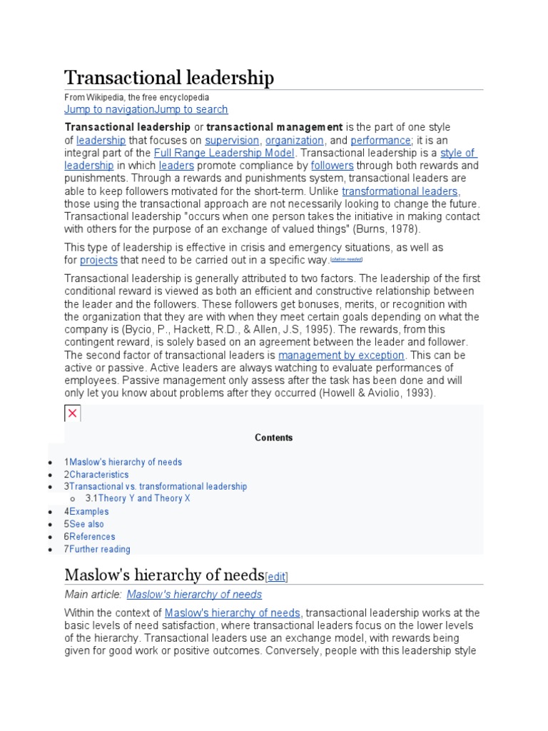 Understanding Transactional Leadership | PDF | Leadership | Social ...