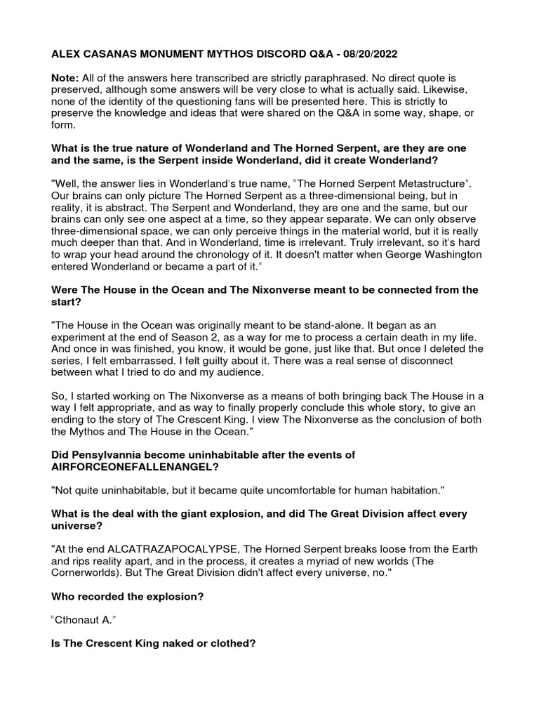 Monument Mythos and Nixonverse Discord Qa | PDF | Dracula | Richard Nixon