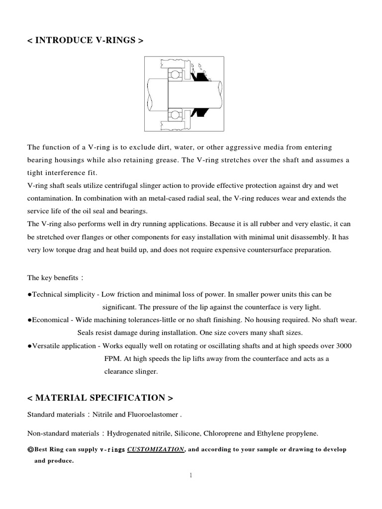 V Ring | PDF | Bearing (Mechanical) | Industrial Processes