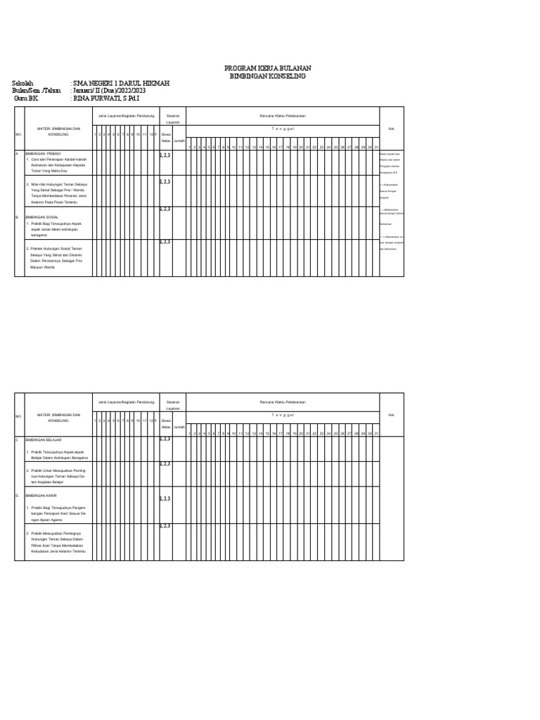 Program Bulanan BK | PDF