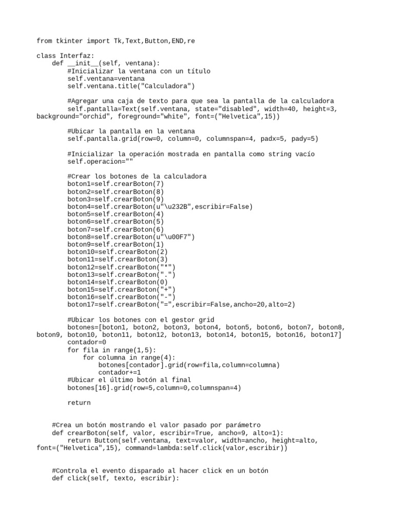 Calculadora | PDF | Python (lenguaje de programación) | Ciencias de la Computación