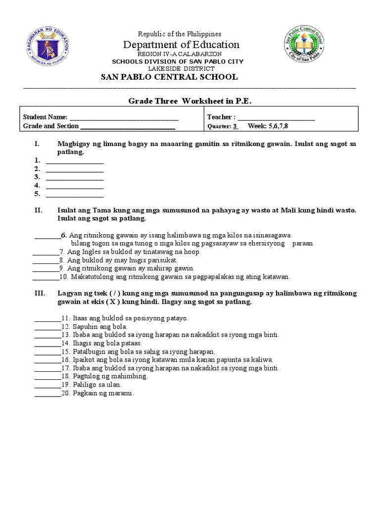 Pe Summative Test Q3 Week 5 8 | PDF