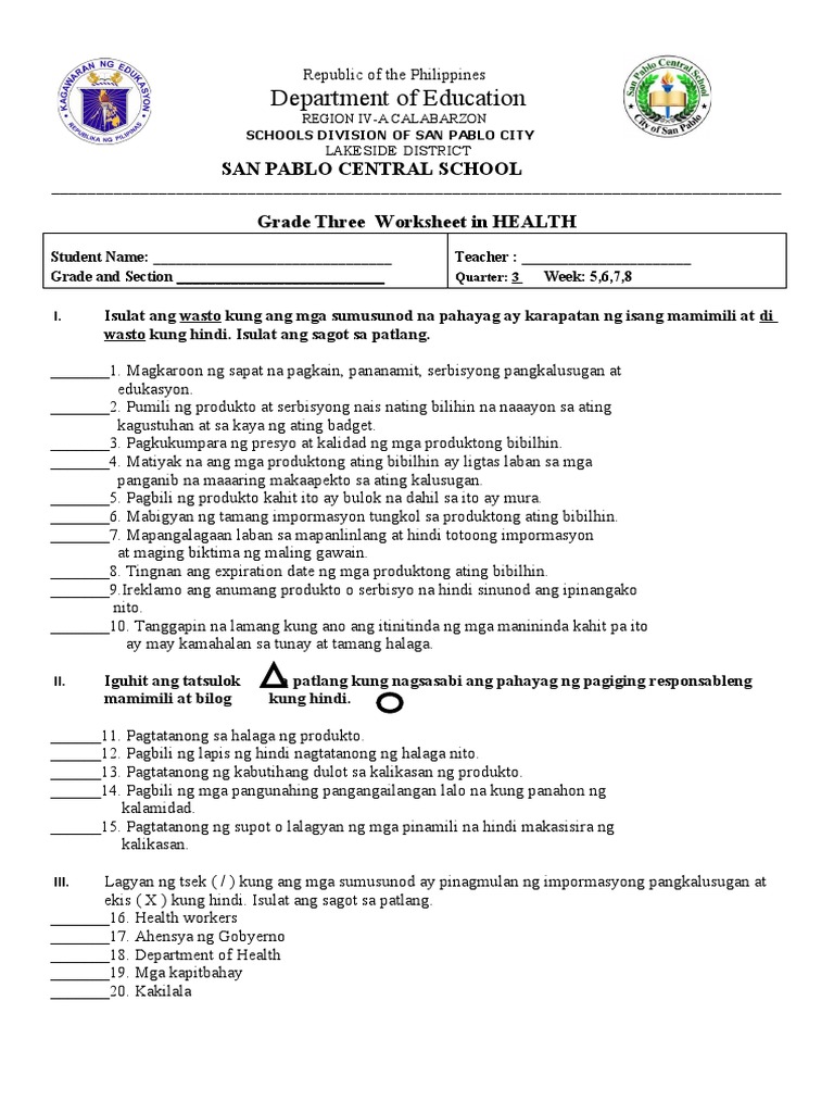 Health Summative Test q3 Week 5 8 | PDF