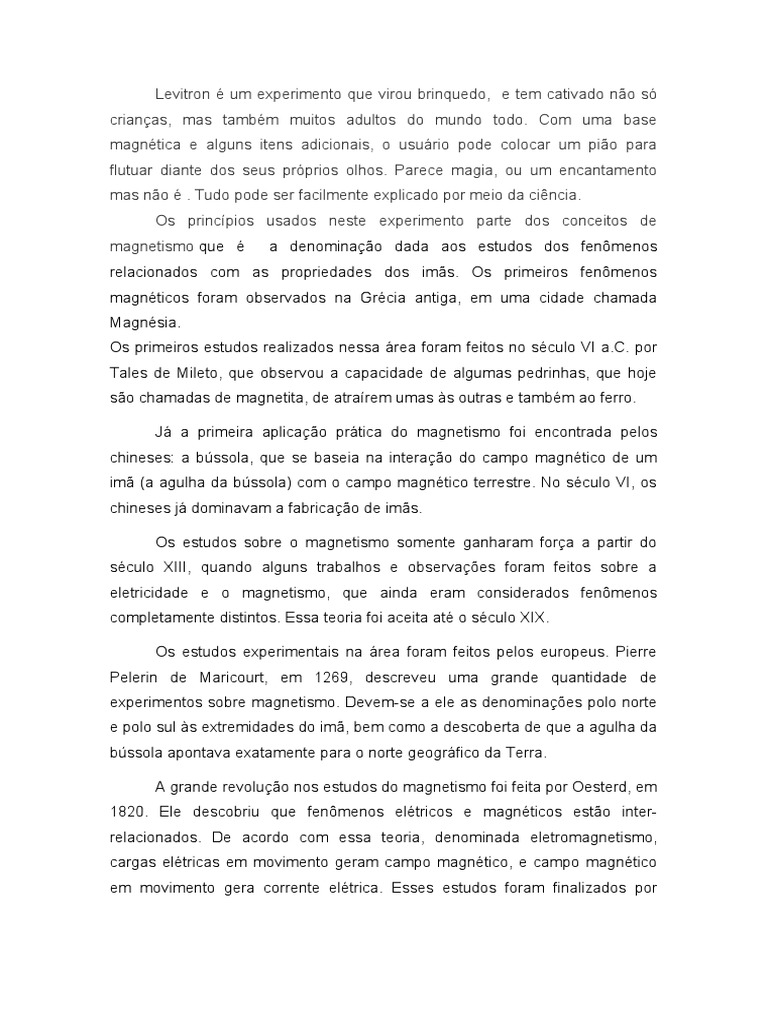 Levitron É Um Experimento Que Virou Brinquedo | PDF | Magnetismo ...