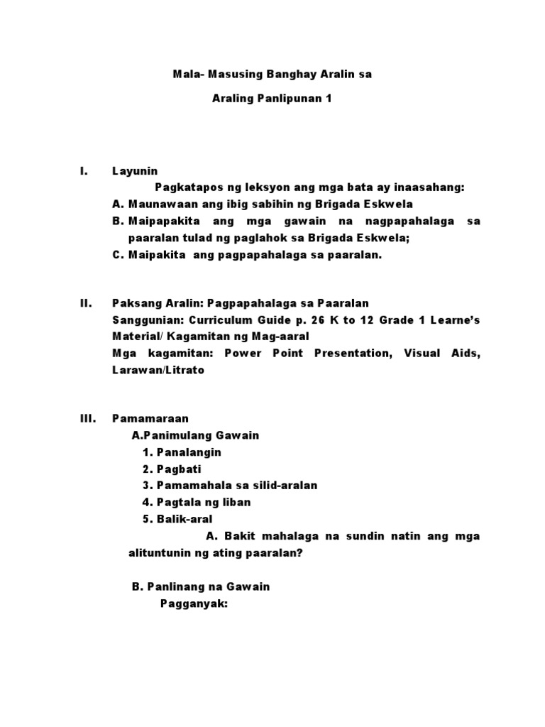 Semi-Detailed LP Araling Panlipunan | PDF