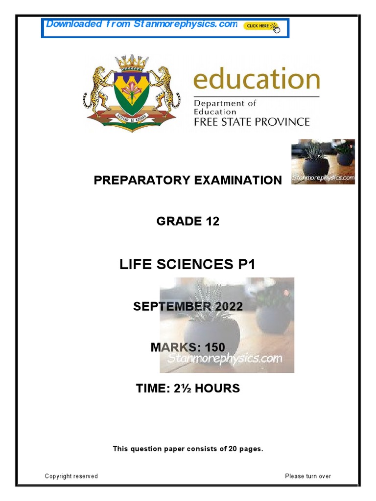 FS LIFE SCIENCES SEPT 2022 P1 and Memo | PDF | Anatomy | Human Anatomy