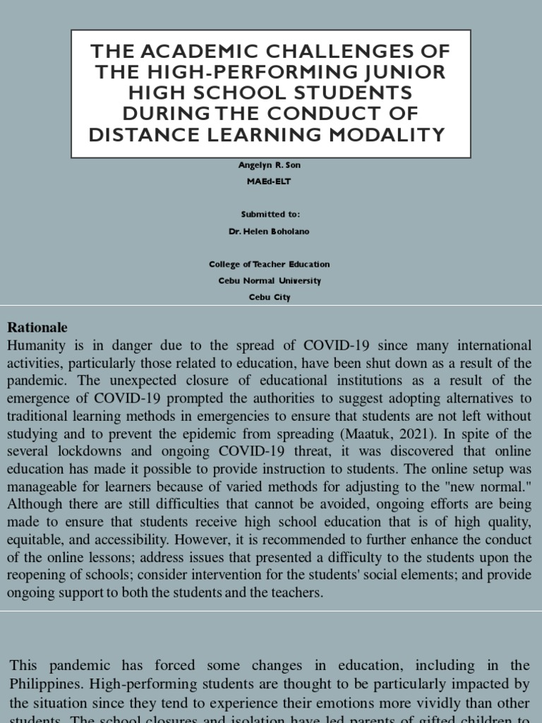 The Academic Challenges of The High-Performing Junior High School ...