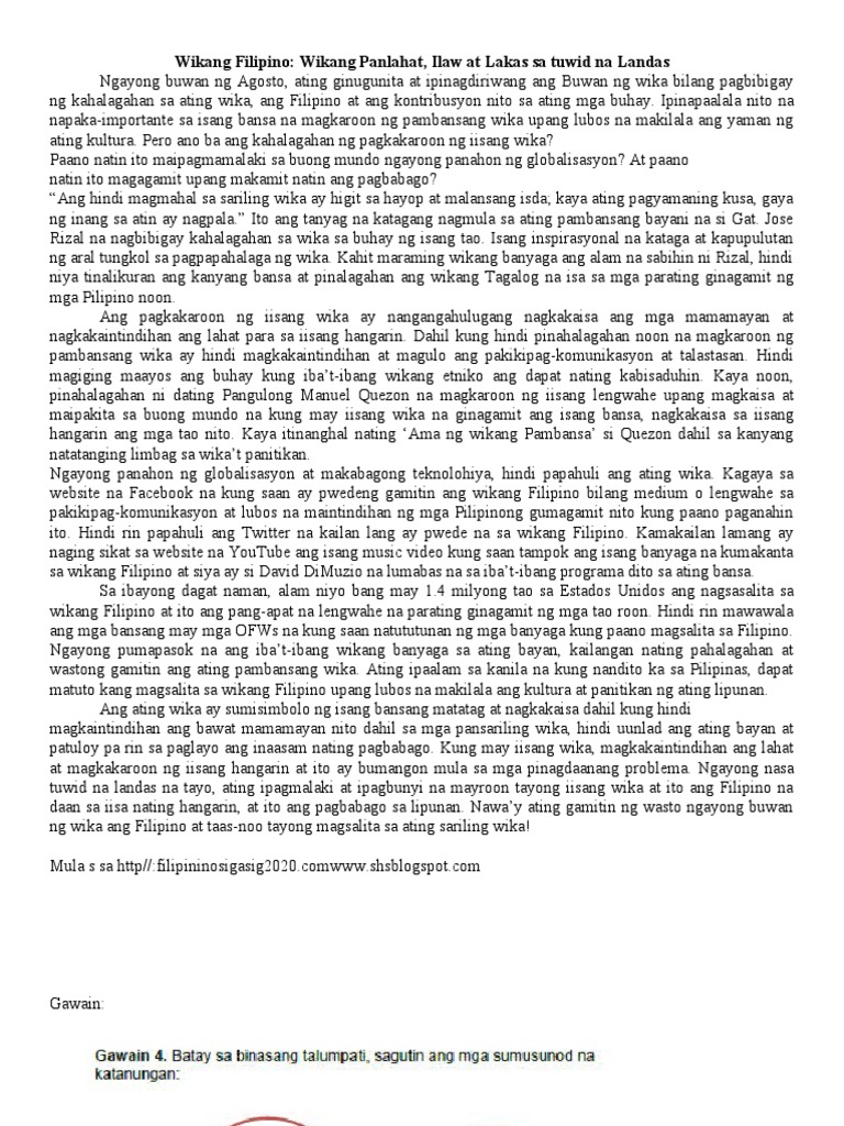 Wikang Filipino TALUMPATI HALIMBAWA | PDF