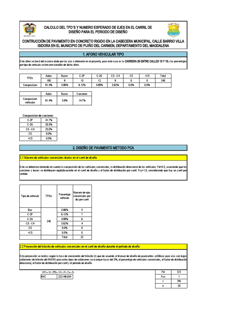 Cálculo Del TPDs y Número Esperado de Ejes en El Carril de Diseño para El Período de Diseño | PDF
