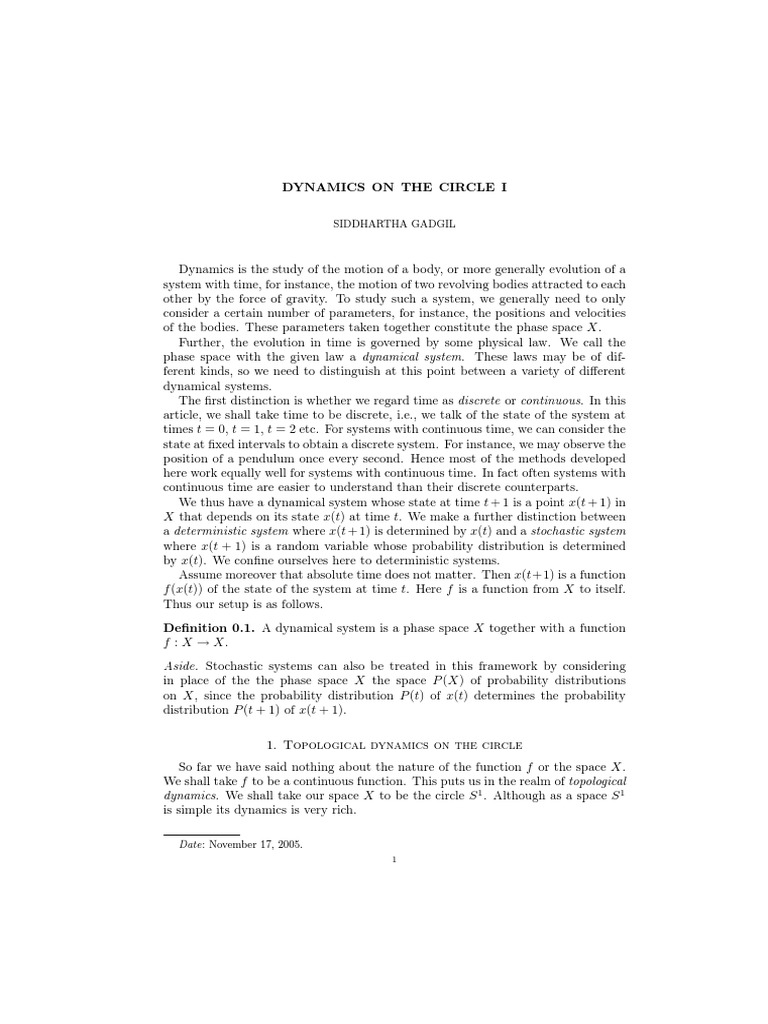 Dyn 1 | PDF | Probability Distribution | Dynamical System