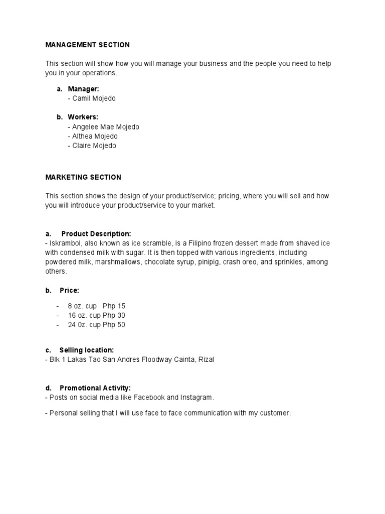 Iskrambol Business Management Plan | PDF