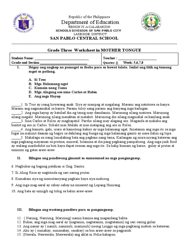 MTB Summative Test q3 Week 5 8 | PDF