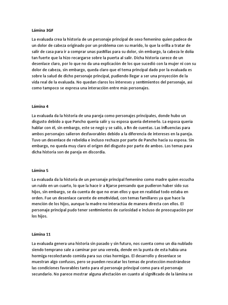 Interpretación - Láminas TAT | PDF
