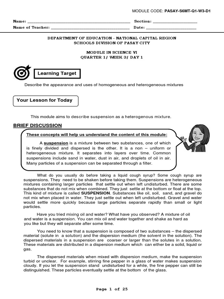 Describing Suspensions: Characteristics and Examples of Heterogeneous ...