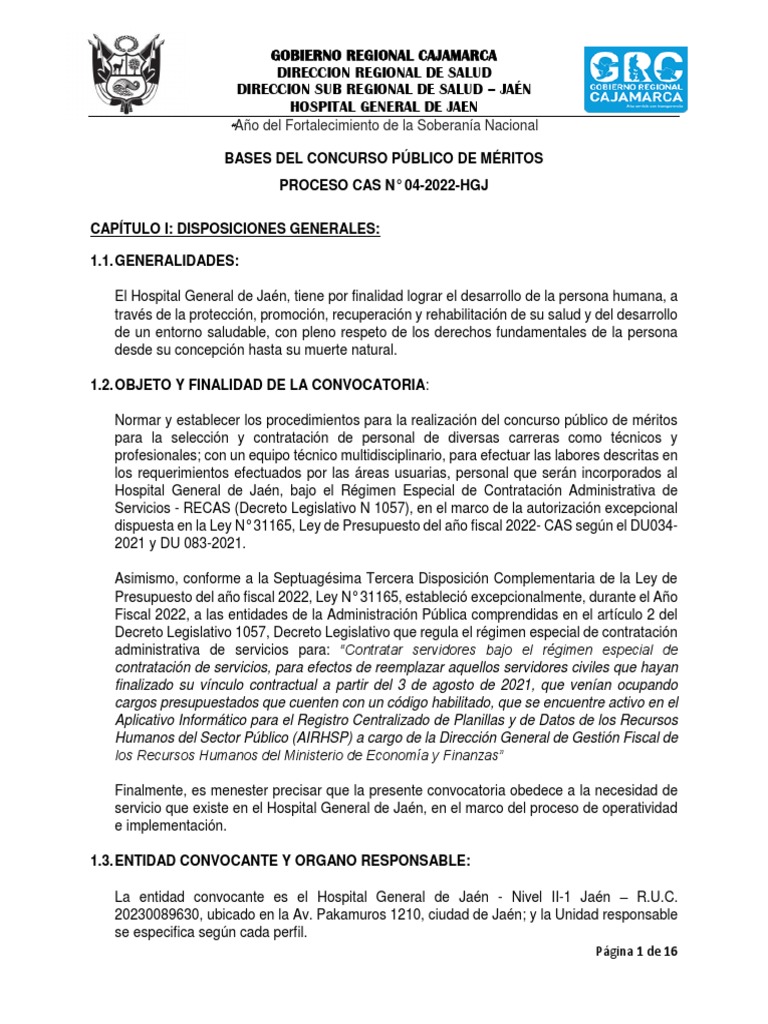 BASES 04-2022-HGJ v3 | PDF | Prueba (evaluación) | Hospital