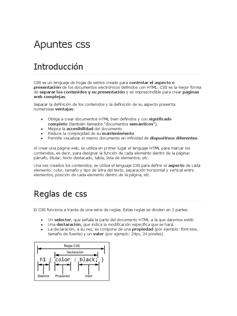 Guía básica de CSS | PDF | HTML | Ingeniería Informática