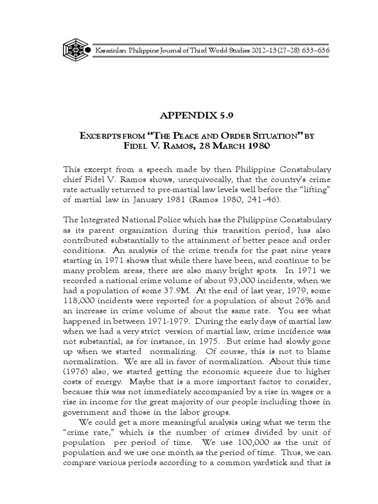 Philippine Peace and Order Trends | PDF | Crimes | Crime & Violence