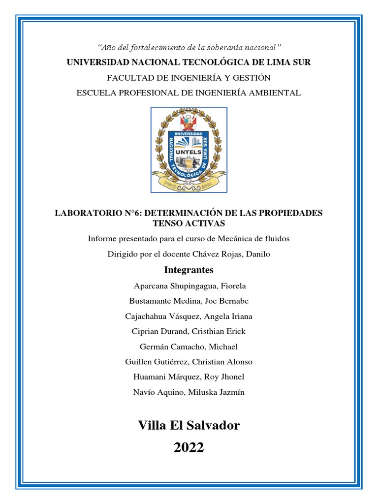 Laboratorio 6. Tensoactivo | PDF | Tensioactivo | Química