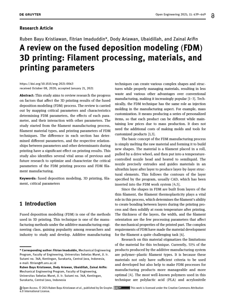 Review On Fused Deposition Modeling | PDF | Extrusion | 3 D Printing