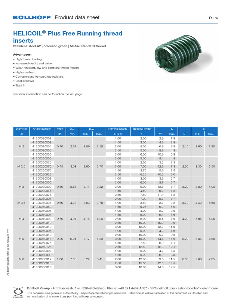 4130 HELICOIL Plus Free Running Edelstahl en | Download Free PDF ...