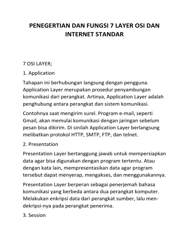 7 Layer OSI dan Fungsinya | PDF
