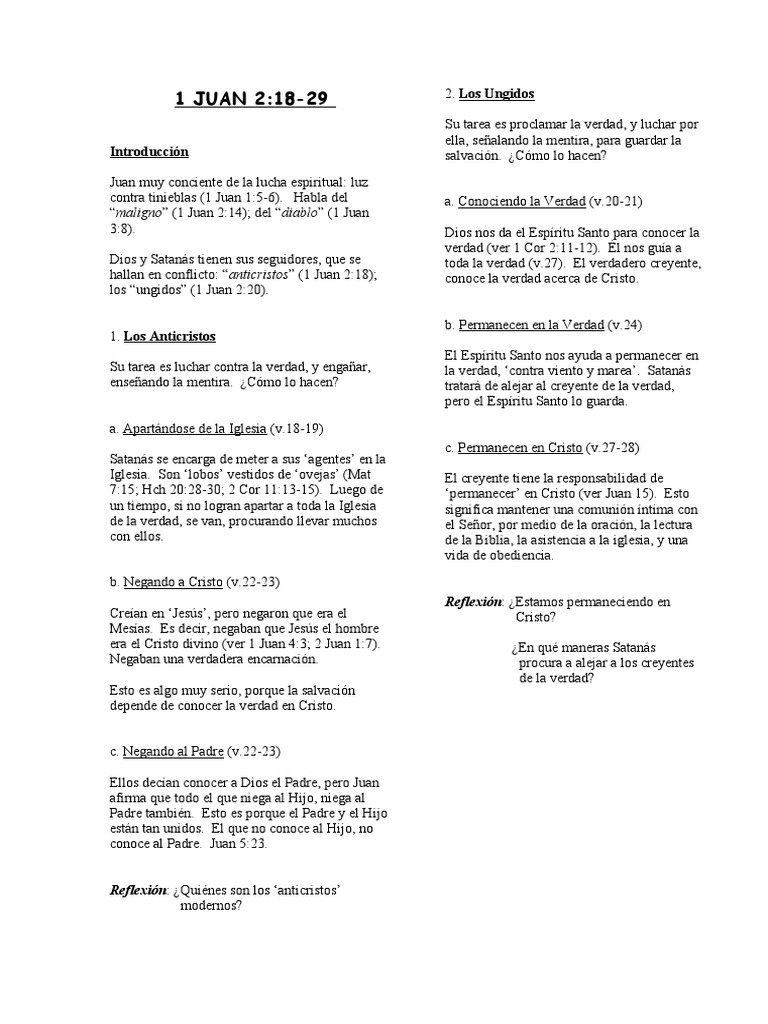 1 Juan 2 18 29 PDF Cristo t tulo Jes s