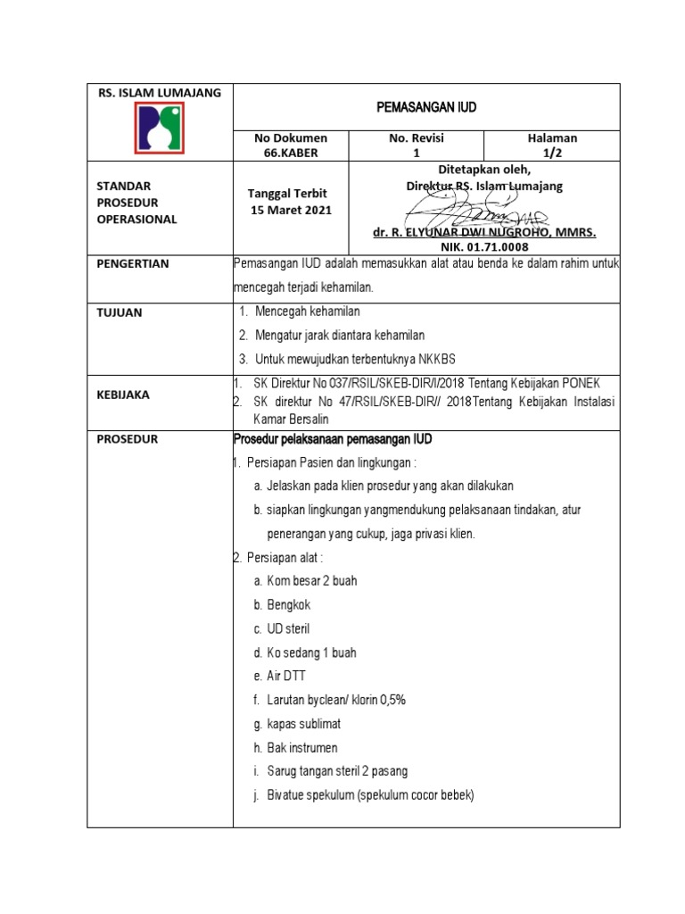 Spo Pemasangan Iud | PDF | Pengembangan Diri | Kesehatan Holistik