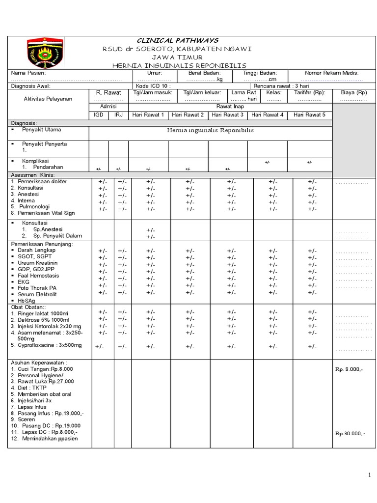 Contoh Format Clinical Pathways REONIBILIS | PDF