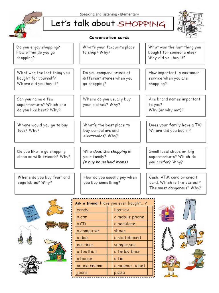 Lets Talk About Shopping Fun Activities Games - 4115 | PDF