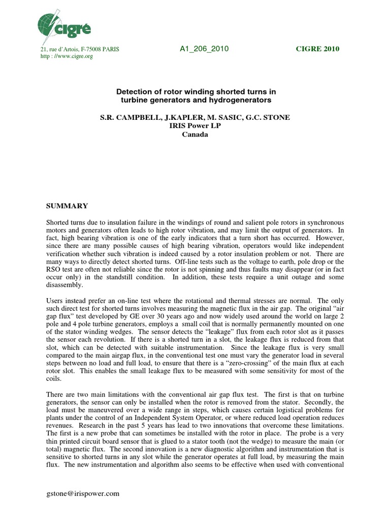 Detection Of Rotor Winding Shorted Turns Download Free Pdf Electric
