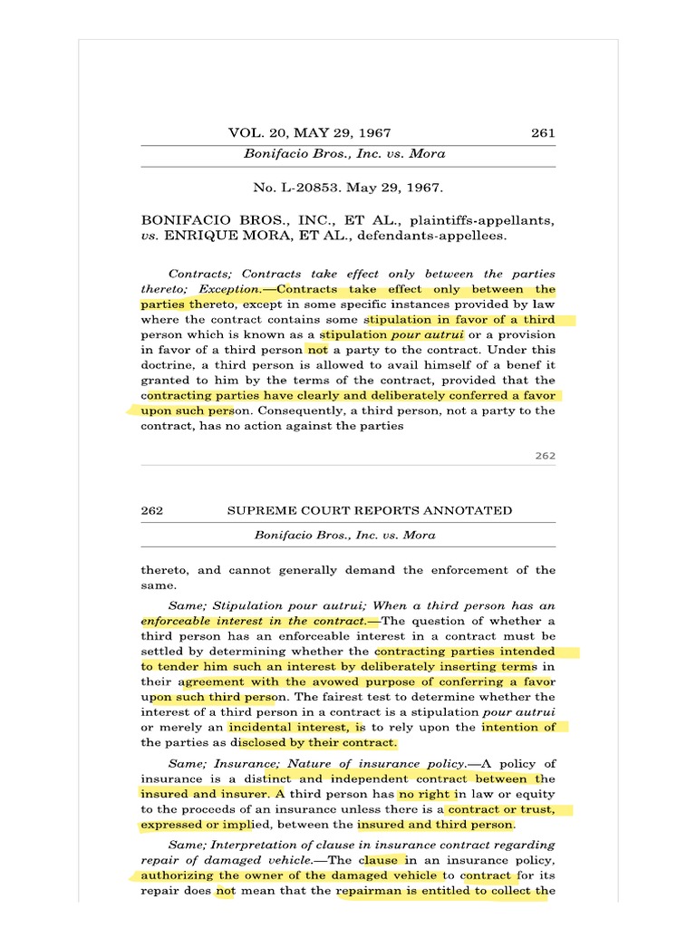 Bonifacio Bros. vs. Mora | PDF