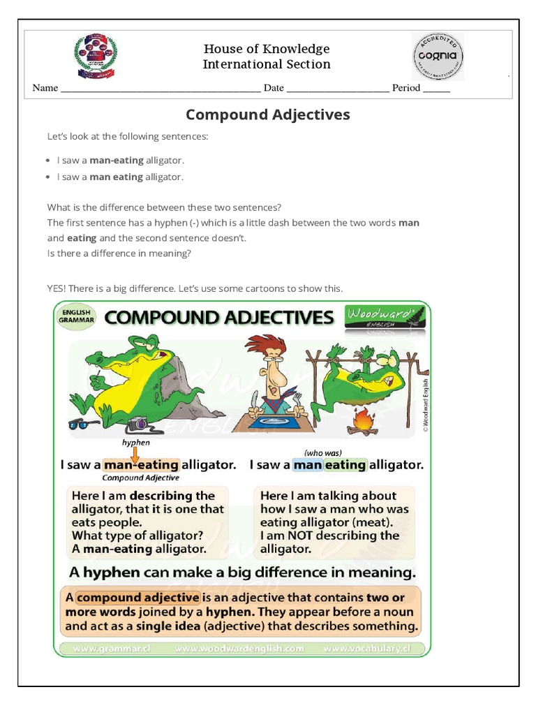 Compound Adjectives in English Woodward English | PDF | Grammatical ...
