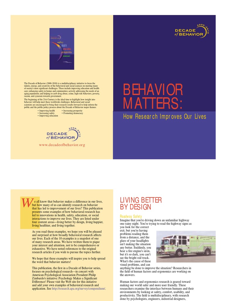 Behavior Matters - How Research Improves Our Lives | PDF | Pain ...
