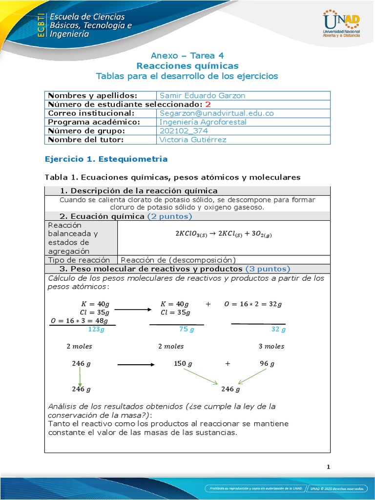 Tarea 4 - QUIMICA GENERAL | PDF | Equilibrio químico | Reacciones químicas
