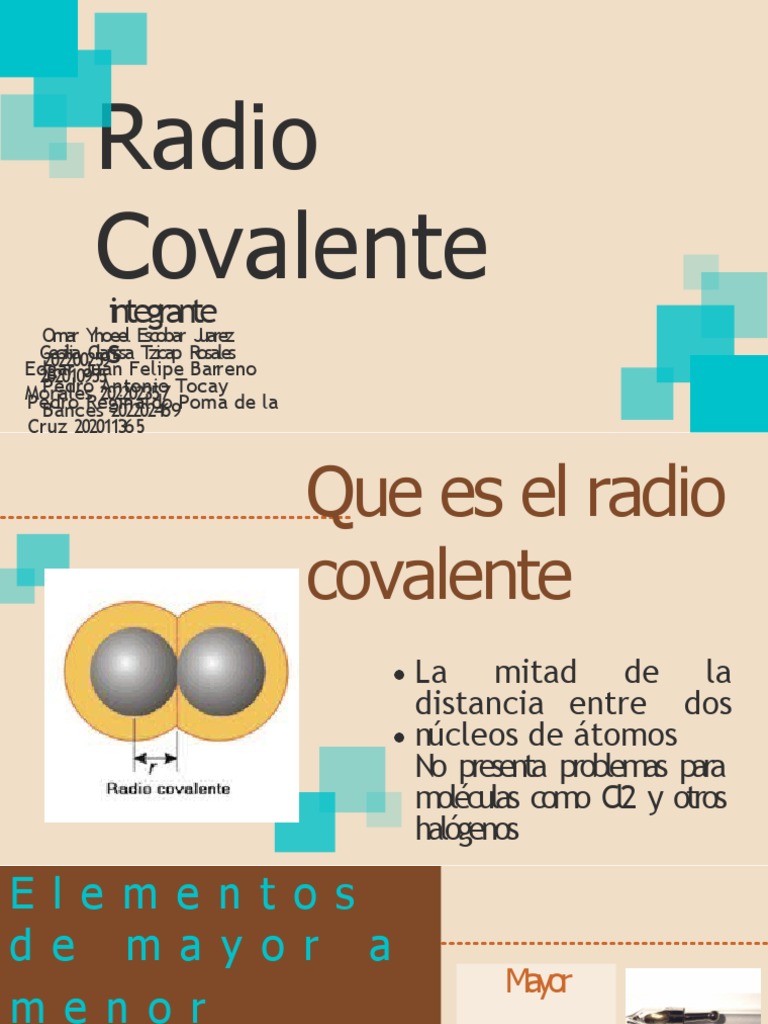 Radio Covalente | PDF | Enlace covalente | Enlace químico