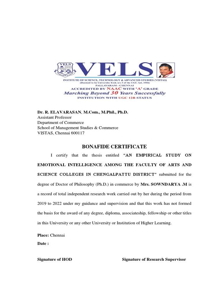 Bonafide Certificate | PDF