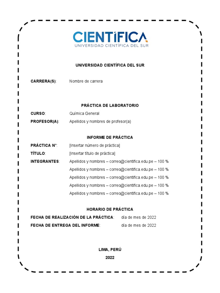 Plantilla de Informe de Práctica 2022-1 | PDF | Evaluación