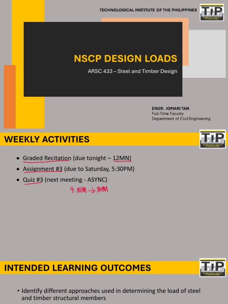 Lecture 3 - NSCP Design Loads | PDF | Structural Load | Civil Engineering