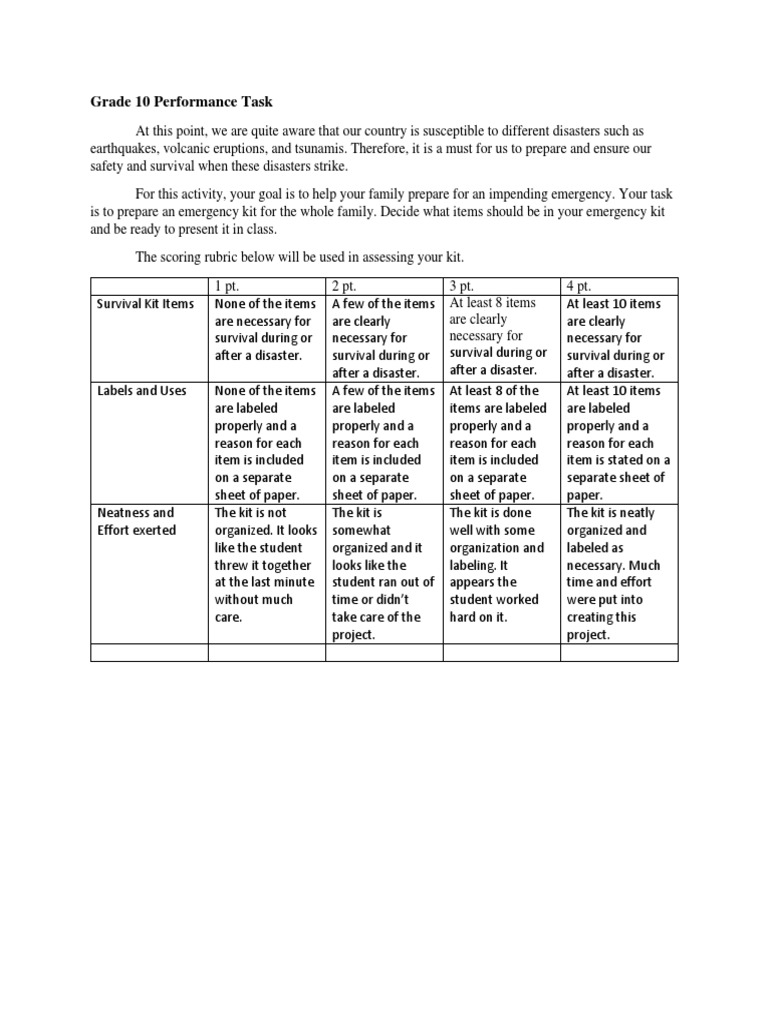 Grade 10 Performance Task | PDF | Risk Management | Natural Hazards